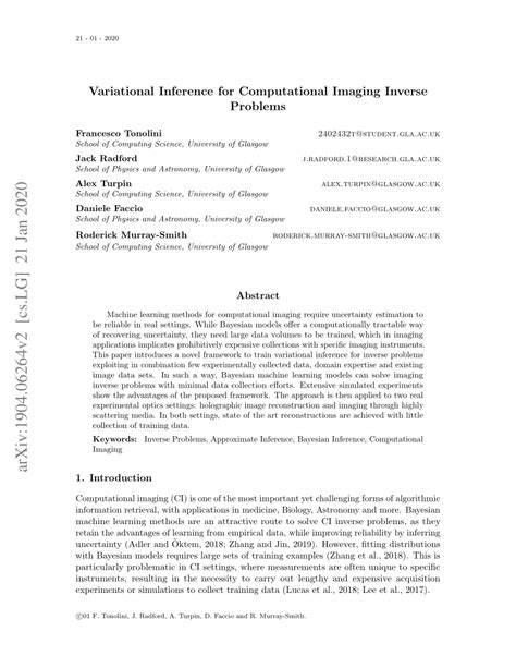 pdf variational inference for computational imaging inverse problems