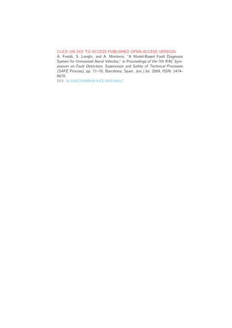 Pdf A Model Based Fault Diagnosis System For Unmanned Aerial Vehicles