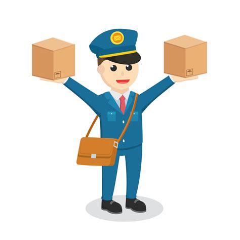 Postman With Two Parcels Design Character On White Background 10890680