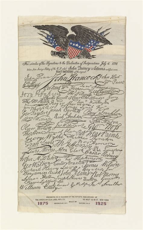 Fac Similes Of The Signatures To The Declaration Of Independence