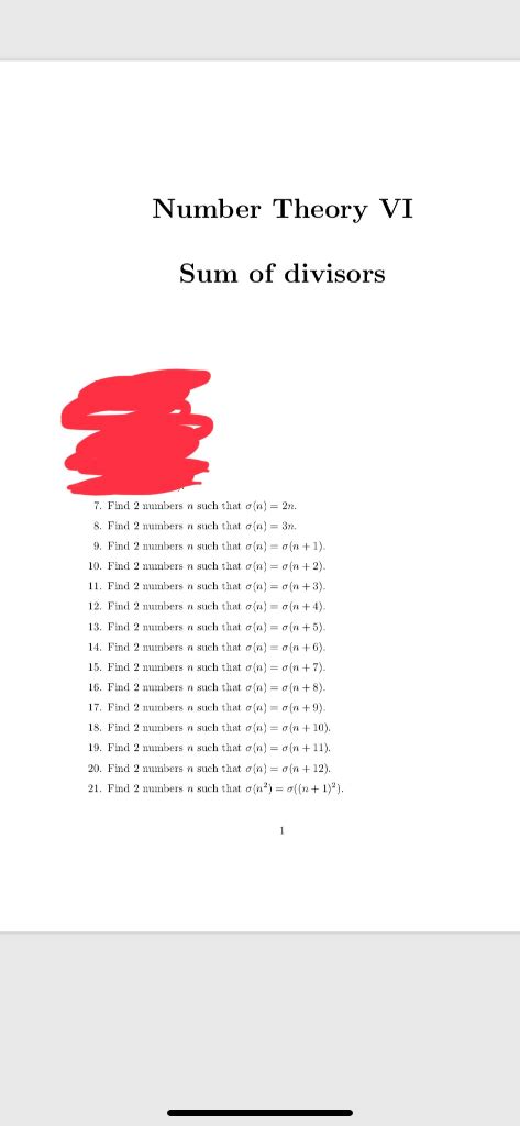 Solved Number Theory Vi Sum Of Divisors 7 Find 2 Numbers N