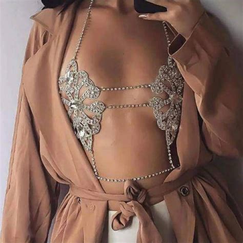 Sexy Fashion Chain Bra And Panty Chain Rhinestone Bra Crystal Bra Festival Jewelry Lingerie