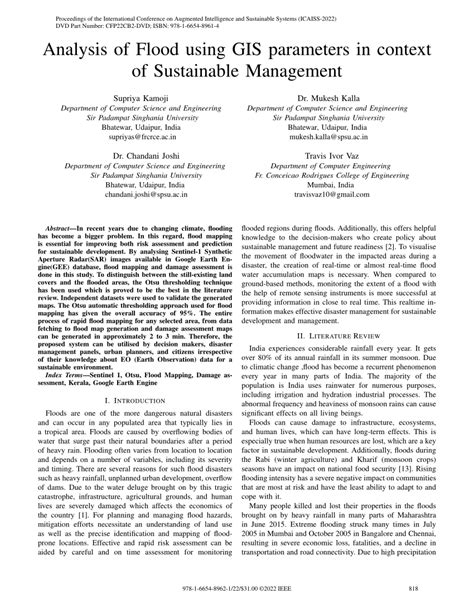 Pdf Analysis Of Flood Using Gis Parameters In Context Of Sustainable