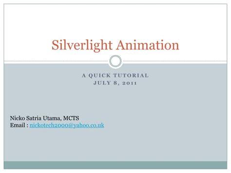 Basic Silverlight Animation Ppt