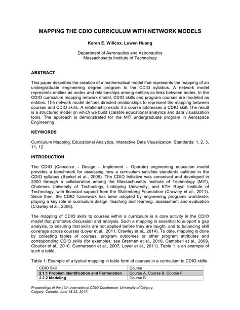 Mapping The Cdio Curriculum With Network Models Docslib