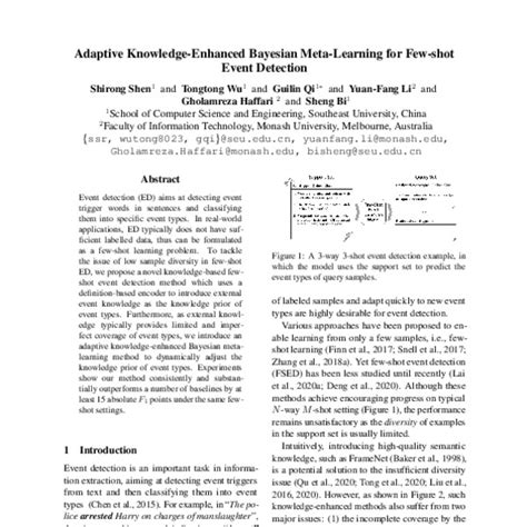 Adaptive Knowledge Enhanced Bayesian Meta Learning For Few Shot Event Detection Acl Anthology
