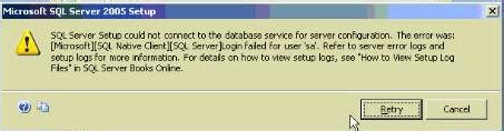 Sql Server Setup Could Not Connect To The Database Service For Server Configuration The Error