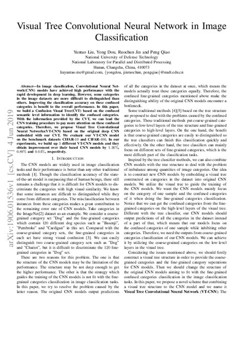 Pdf Visual Tree Convolutional Neural Network In Image Classification