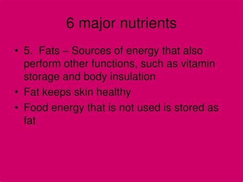 Ppt 6 Major Nutrients Powerpoint Presentation Free Download Id5331980