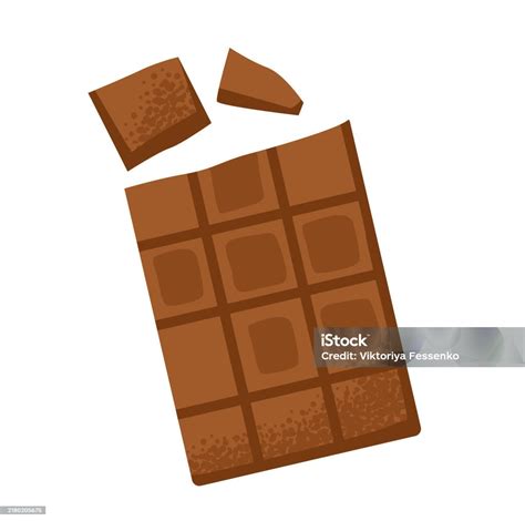 흰색 배경에 고립 된 다크 초콜릿 바 베이킹을 위한 달콤한 재료 초콜릿 간식 평면 그림입니다 달콤한 음식에 대한 스톡 벡터 아트