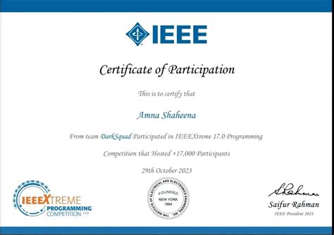 amna shaheena on linkedin ieeextreme codingjourney