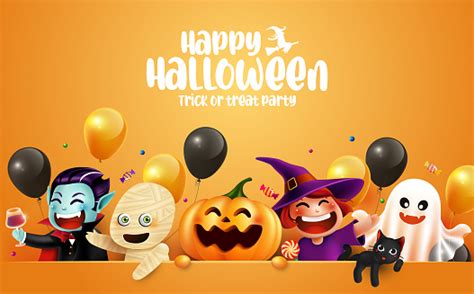 복사 공간 할로윈 배경 트릭 또는 치료 개념 벡터 일러스트와 할로윈 문자 및 글자 요소 디자인 10월에 대한 스톡 벡터 아트 및 기타 이미지 Istock