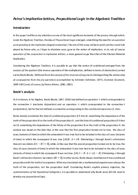 pdf peirce s implicative lattices propositional logic in the