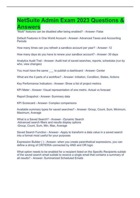 netsuite admin exam 2023 questions and answers netsuite stuvia uk