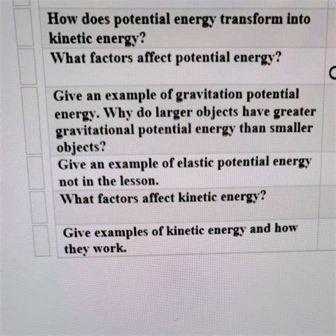 Solved What Two Things Effect The Amount Of Kinetic Energy