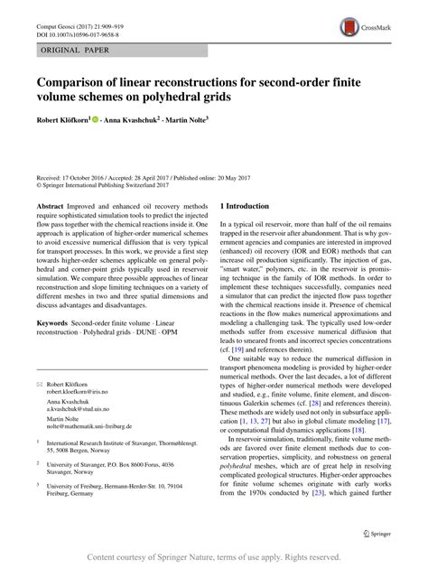 Comparison Of Linear Reconstructions For Second Order Finite Volume