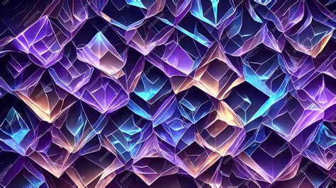 Patterns Of Chromatic Crystals With Light Refractions Background 3d Wallpaper Premium Ai