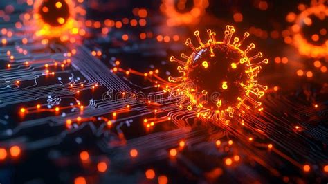 Glowing Malware Infection In Computer Network Stock Illustration Illustration Of Efficiency