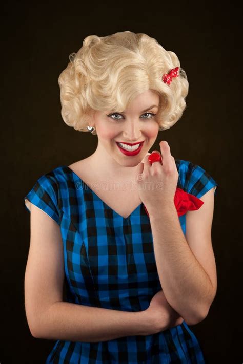 Pretty Retro Girl In Hat With Vintage Camera Stock Image Image Of