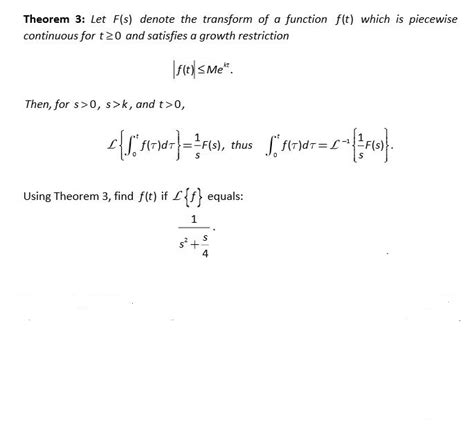 solved let f s denote the transform of a function f t