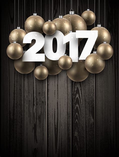 나무 배경 벡터와 2017 황금 크리스마스 공 Eps Uidownload