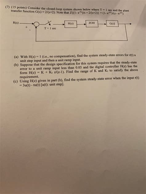 solved 7 15 points consider the closed loop system shown