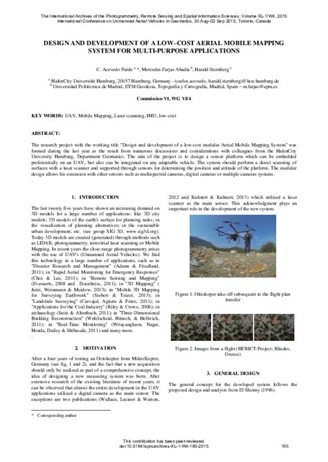 Pdf Design And Development Of A Lowcost Aerial Mobile Mapping System