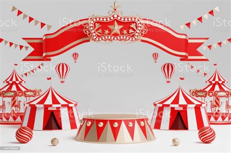 3d 놀이 공원 서커스 많은 놀이기구와 상점이 있는 카니발 박람회 테마 연단 서커스 텐트 3d 그림 기에 대한 스톡 사진 및 기타 이미지 Istock