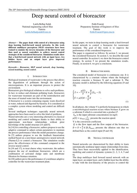 Pdf Deep Mlp Neural Network Control Of Bioreactor