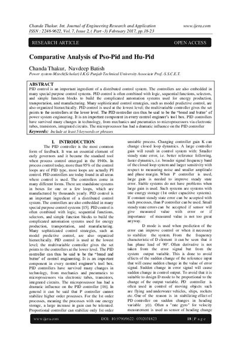 Pdf Comparative Analysis Of Pso Pid And Hu Pid