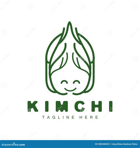 Kimchi Logo Design Korean Traditional Food Vector Cabbage Green Vegetable Logo Illustration