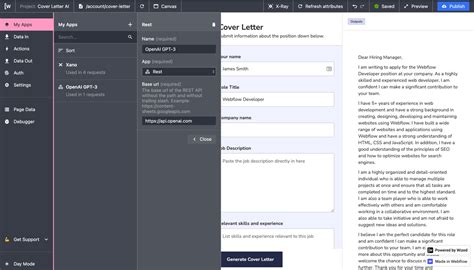 Building A Cover Letter Generation App With Wized Gpt 3 And Webflow