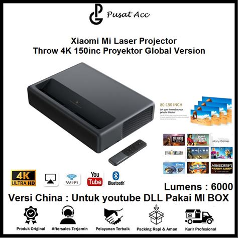 Jual Xiaomi Mi Laser 1S Projector Throw 4K 150inc Proyektor Global ...