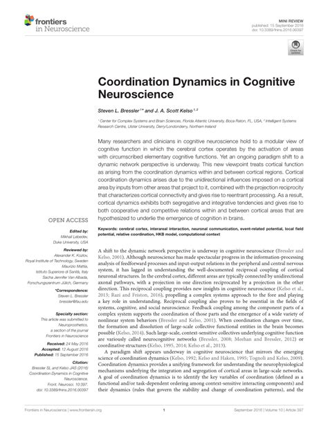 Pdf Coordination Dynamics In Cognitive Neuroscience