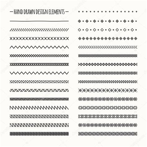 Hand Drawn Vector Line Border Set And Scribble Design Element