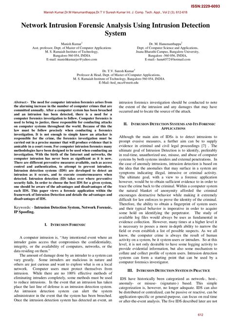 PDF Network Intrusion Forensic Analysis Using Intrusion Detection System