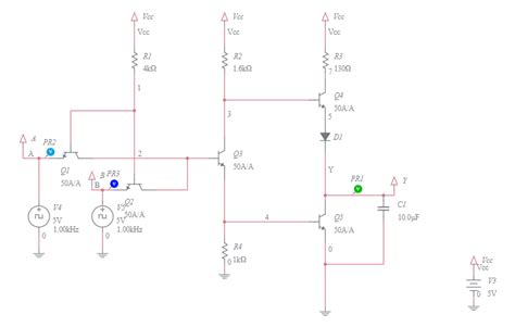 Nand Gate Implementation Using TTL Circuit Multisim Live