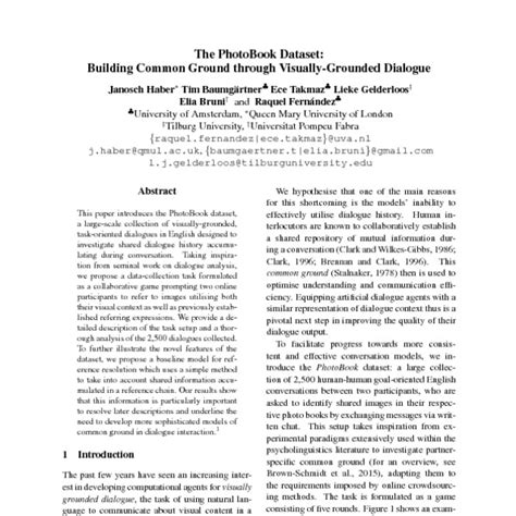 The Photobook Dataset Building Common Ground Through Visually Grounded