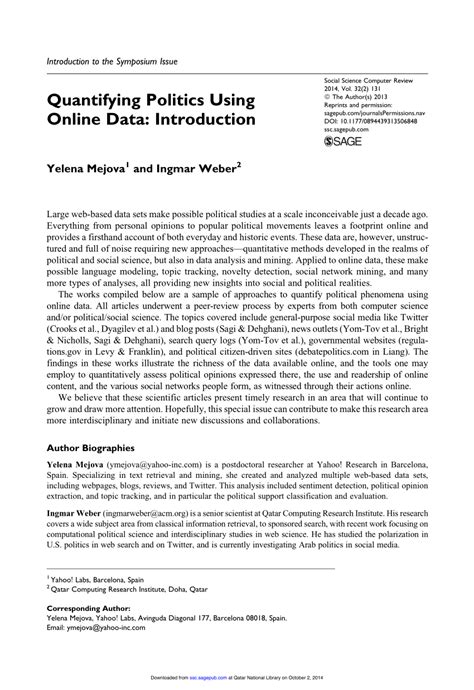 Pdf Quantifying Politics Using Online Data Introduction