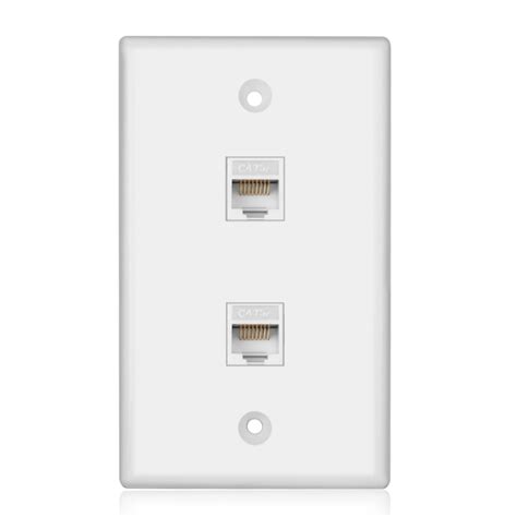 Ethernet Network Cat5e Wall Plate Dual 2 Rj45 Keystone Connector