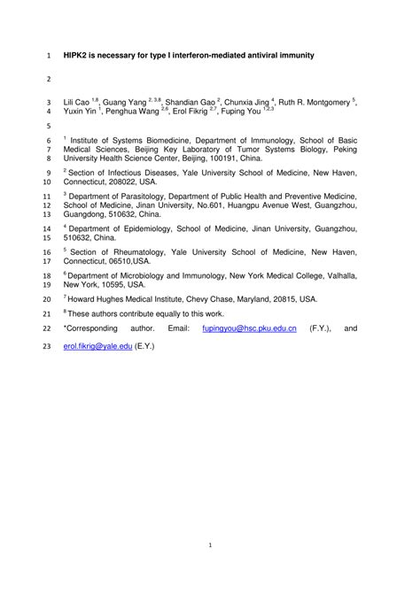 Pdf Hipk2 Is Necessary For Type I Interferon Mediated Antiviral Immunity
