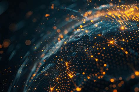 Illuminated Digital Globe Veins Of Communication Pulsing With The Rhythm Of Data Stock