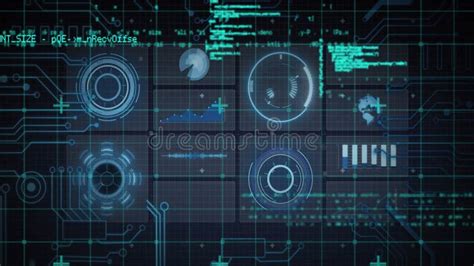 Displaying Animation Of Futuristic Digital Interface With Data Charts In School Stock Video