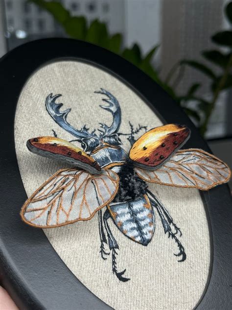 Жук олень ручная вышивка гладью Embroidery In 2024 Needle Art Diy Knitting Beautiful Bugs