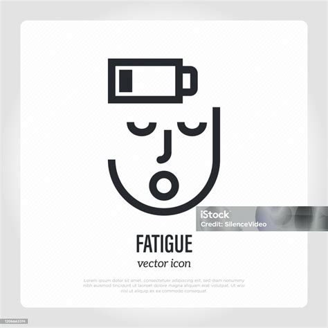 피로 약점 피곤 한 얇은 라인 아이콘입니다 배터리 부족 잠자는 남자 스트레스 만성 피로 의료 및 의료 벡터 그림 Demobilization에 대한 스톡 벡터 아트 및 기타