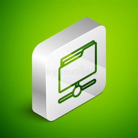 Isometric Line FTP Folder Icon Isolated On Green Background Software Update Transfer Protocol