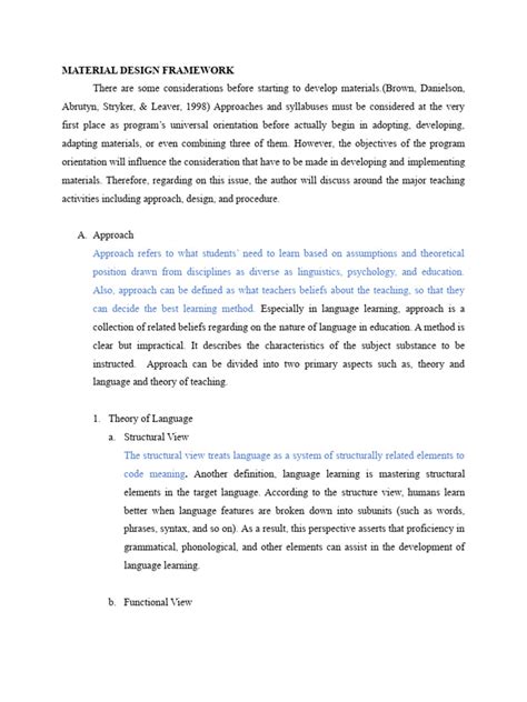 Material Design Framework Pdf Learning Constructivism Philosophy Of Education