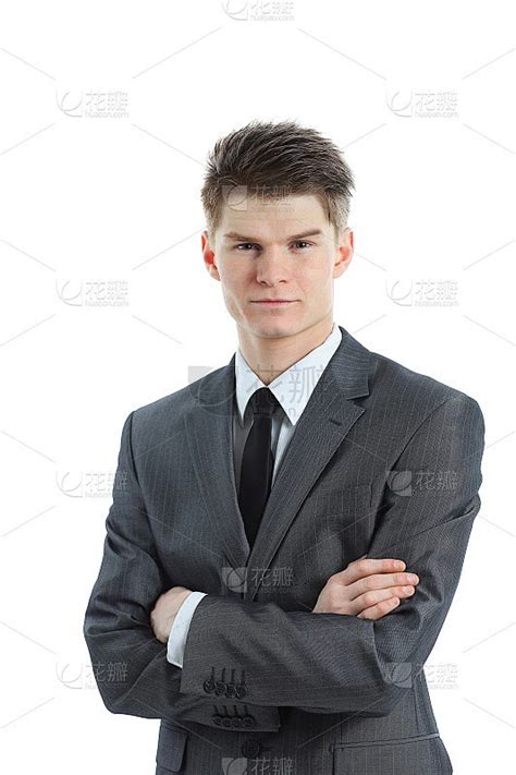半长肖像的商人与交叉的双手素材 花瓣网