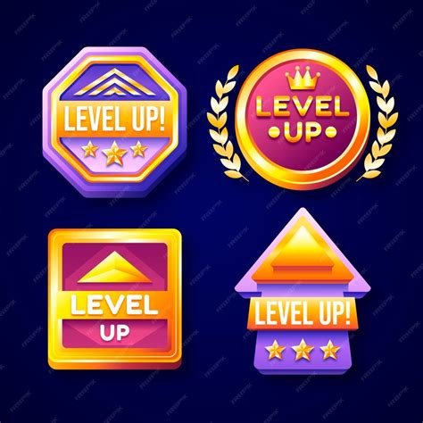 레벨 업 라벨 컬렉션 무료 벡터