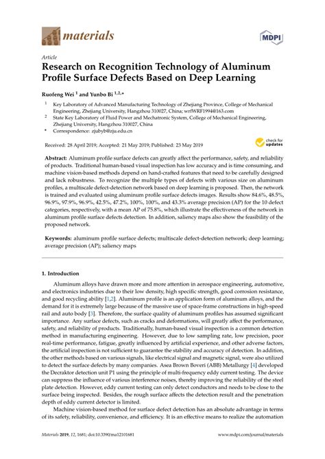Pdf Research On Recognition Technology Of Aluminum Profile Surface Defects Based On Deep Learning